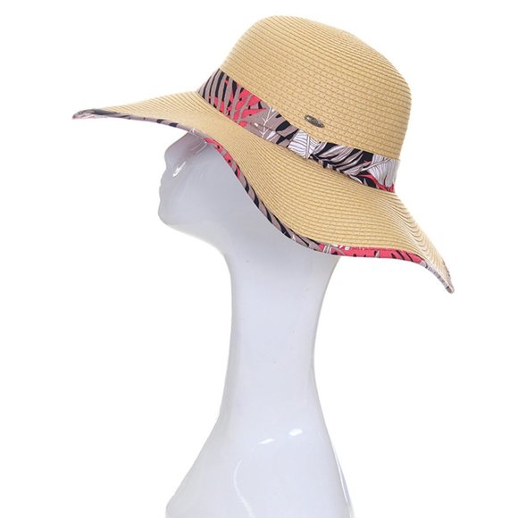 C.C | Accessories | Cc Tropical Pattern Print Wide Brim Paper Sun Hat ...